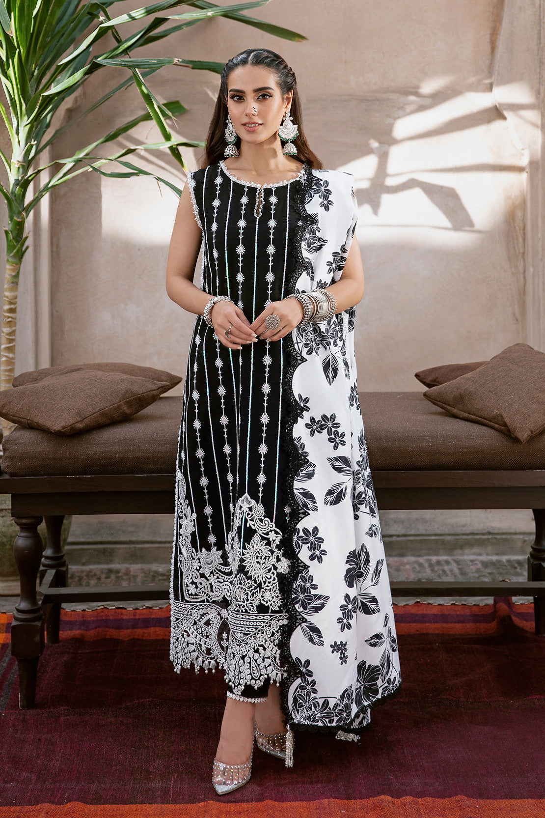 3 PIECE - EMBROIDERED KHADDAR SUIT WITH TWILL SHAWL – So Kamal